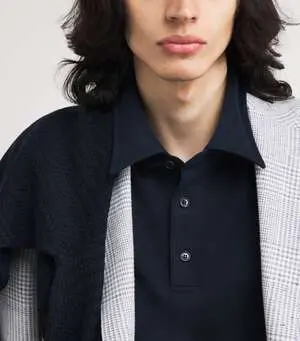 Brioni Cotton-silk Polo Shirt - Blue
