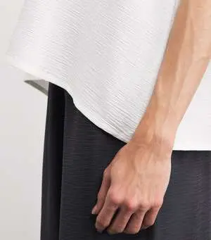 Eskandar Silk Plissé A-line Shell Top