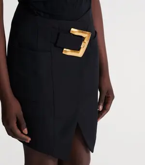Balmain Virgin Wool Belted Mini Skirt