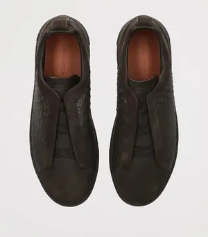 Zegna Crocodile Leather Triple Stitch Secondskin Sneakers - Brown