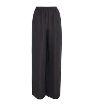 Eskandar Silk Plissé Flared Trousers