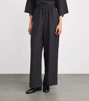 Eskandar Silk Plissé Flared Trousers