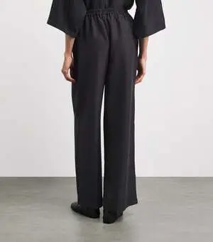 Eskandar Silk Plissé Flared Trousers