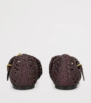 Zimmermann Calf Leather Braided Ballet Flats - Brown