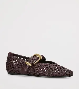 Zimmermann Calf Leather Braided Ballet Flats - Brown