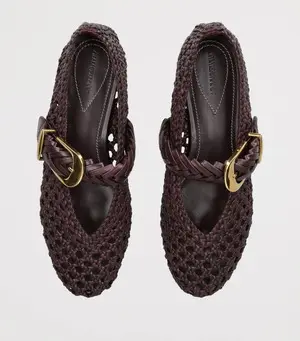 Zimmermann Calf Leather Braided Ballet Flats - Brown