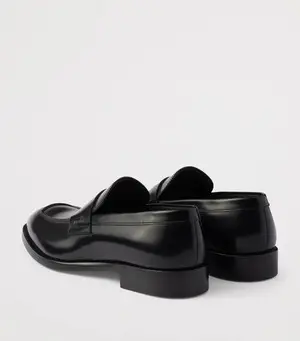 Prada Brushed Leather Loafers - Black