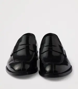 Prada Brushed Leather Loafers - Black