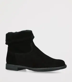 PAPOUELLI Suede Matilda Ankle Boots - Black