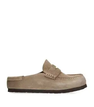 BIRKENSTOCK Suede Naples Wrapped Clogs - Brown