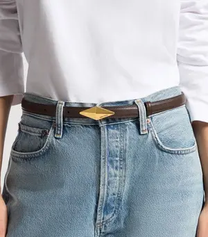 JIMMY CHOO Leather Belt With Diamond Clasp - Brown