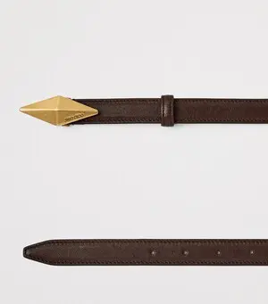 JIMMY CHOO Leather Belt With Diamond Clasp - Brown