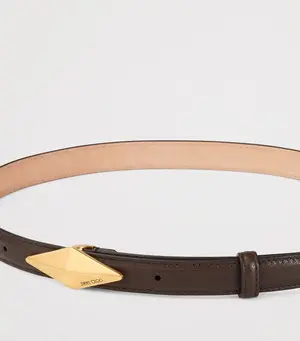 JIMMY CHOO Leather Belt With Diamond Clasp - Brown