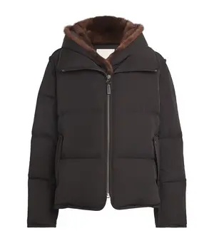 YVES SALOMON Down-mink Technical Puffer Jacket - Black