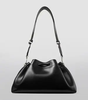 JIMMY CHOO Medium Leather Cinch Bucket Bag - Black