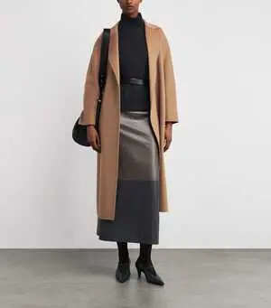 Max Mara Virgin Wool Wrap Coat - Beige