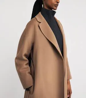 Max Mara Virgin Wool Wrap Coat - Beige