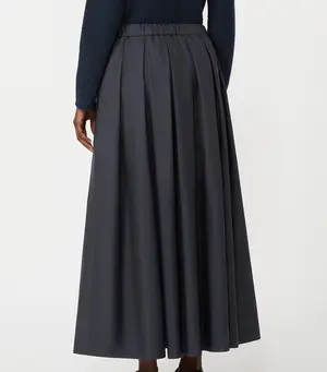 Max Mara Cotton Pleated Midi Skirt - Blue