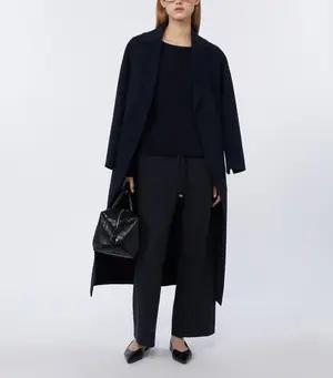 Max Mara Wool Gabardine Cropped Trousers - Blue