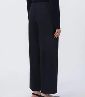 Max Mara Wool Gabardine Cropped Trousers - Blue