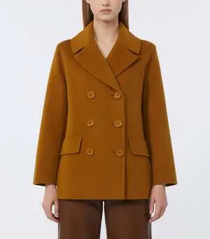 Max Mara Virgin Wool Double-breasted Pea Coat - Yellow