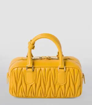 Miu Miu Leather Arcadie Matelassé Bag - Yellow