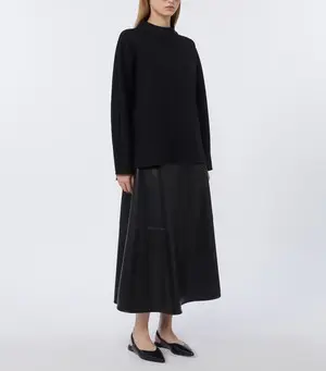 Max Mara Faux Leather Midi Flared Skirt
