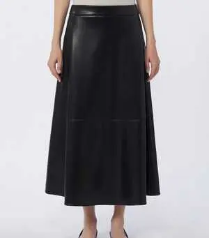 Max Mara Faux Leather Midi Flared Skirt