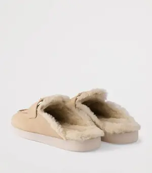 Prada Suede Shearling-lined Mules