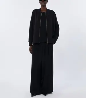 Max Mara Cotton-blend Zip-up Bomber Jacket - Black