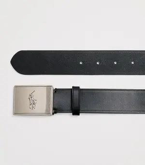 Polo Ralph Lauren Leather Belt With Debossed Polo Pony - Black