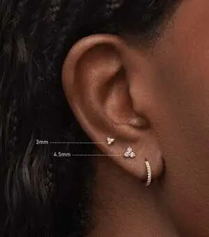 MARIA TASH Diamond Trinity Threaded Stud Earring - Gold