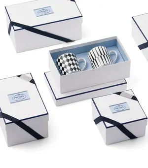 Prada Porcelain Checkerboard And Stripes Mugs