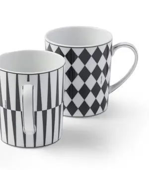 Prada Porcelain Checkerboard And Stripes Mugs