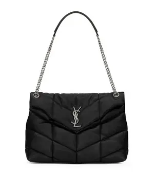Saint Laurent Loulou Puffer Matelassé Shoulder Bag - Black