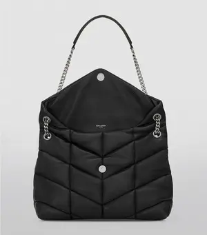 Saint Laurent Loulou Puffer Matelassé Shoulder Bag - Black