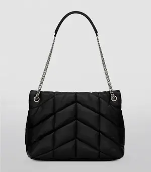 Saint Laurent Loulou Puffer Matelassé Shoulder Bag - Black