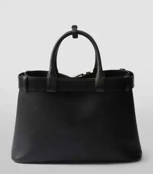 Prada Medium Leather Buckle Tote - Black