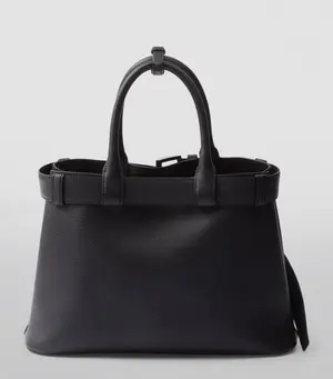 Prada Medium Leather Buckle Tote - Black