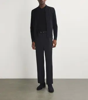 Giorgio Armani Virgin Wool Tailored Trousers - Blue