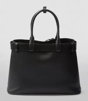 Prada Leather Buckle Tote Bag - Black