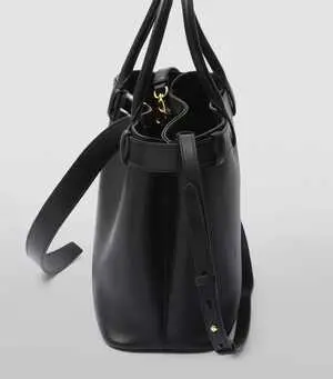 Prada Leather Buckle Tote Bag - Black