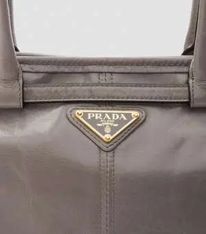 Prada Medium Leather Shoulder Bag - Grey