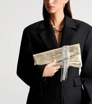 JIMMY CHOO Leather Zandra Clutch - Silver