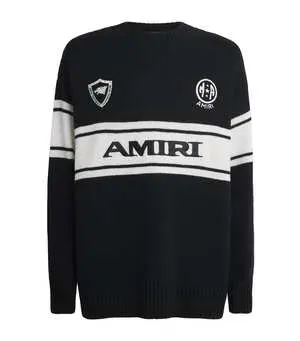 Amiri Wool Logo Oversized Sweater - Black