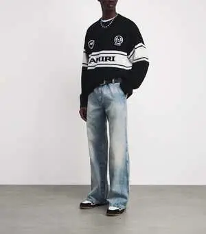 Amiri Wool Logo Oversized Sweater - Black