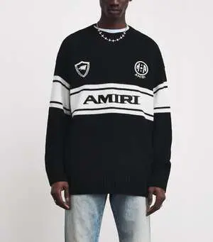 Amiri Wool Logo Oversized Sweater - Black