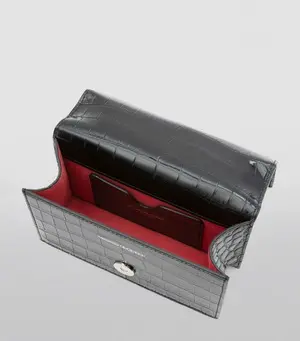 Alexander McQueen Leather Croc-embossed Jewelled Satchel - Black