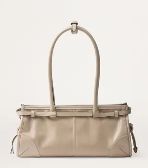 Prada Medium Leather Bonnie Shoulder Bag - Neutral