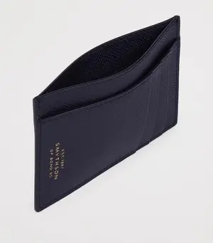 Smythson Panama Leather Compact Card Holder - Blue